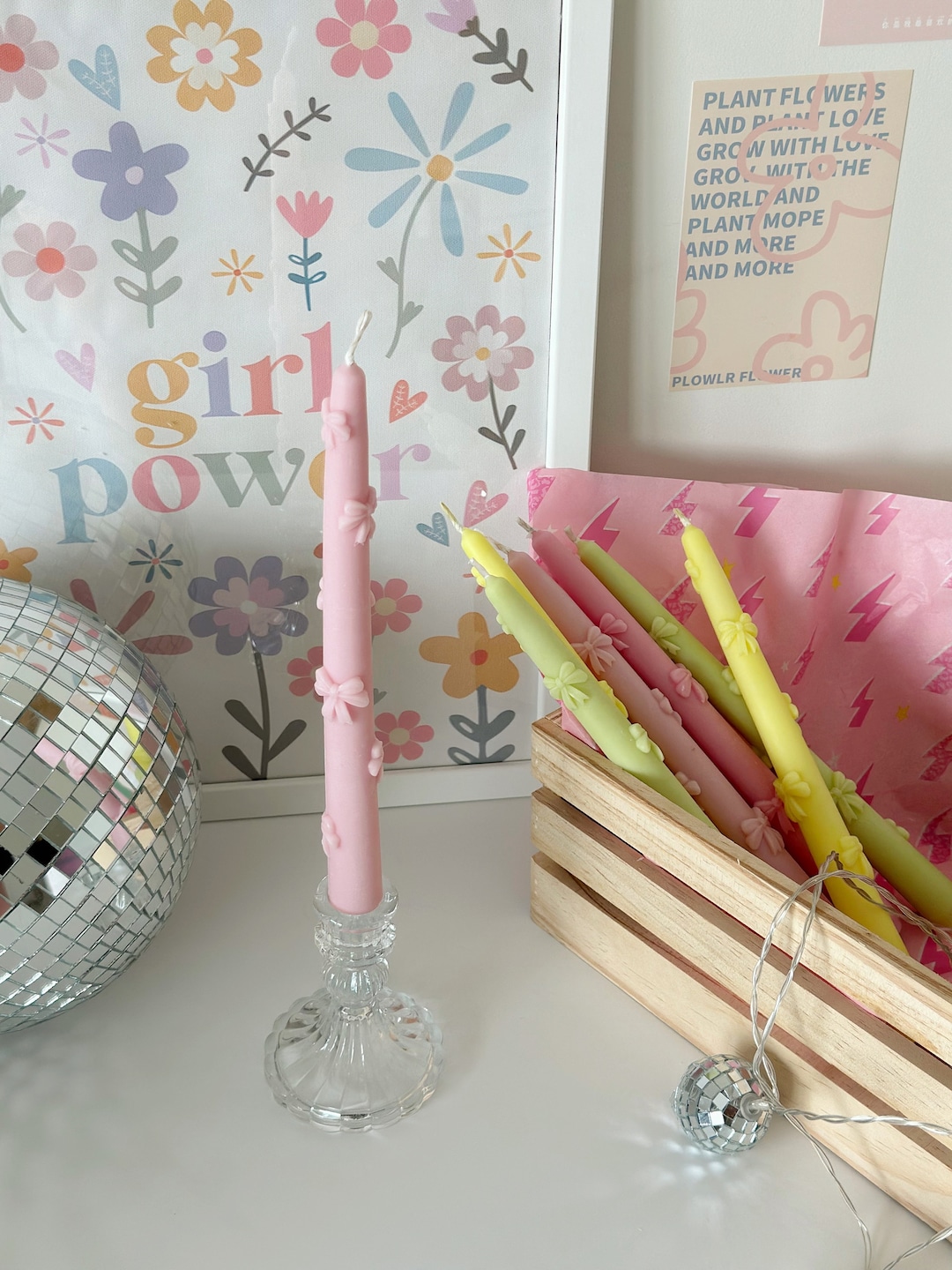 Pillar Candles With Bows|cute Candles With Bows|valentine Candles ...