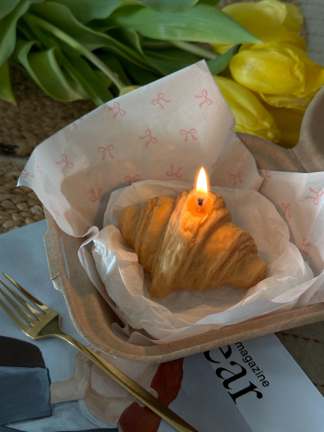 Croissant Candle – Handmade Realistic Pastry Candle - Food Shaped ...