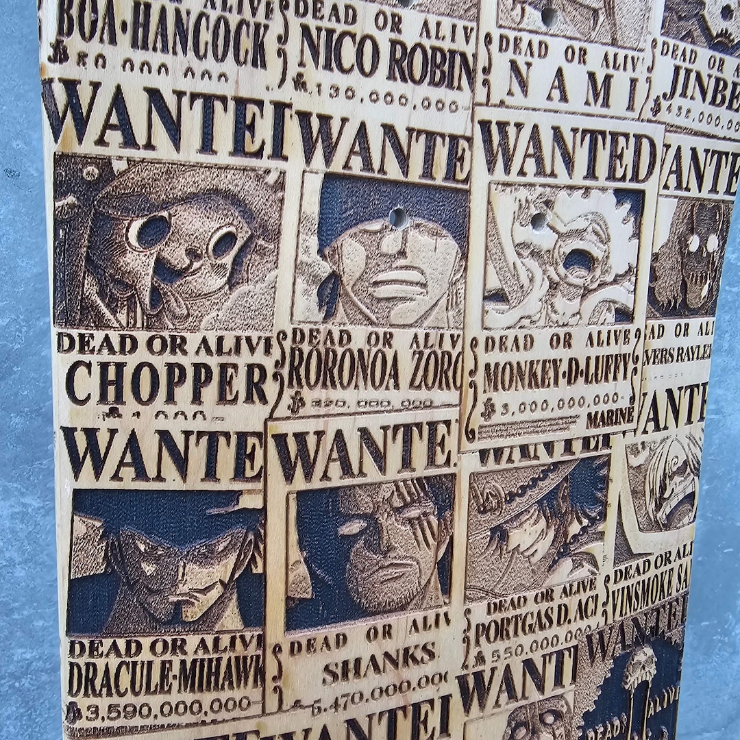 One Piece Wanted Posters Collage Laser Engraved Skateboard NEW EDITION ...
