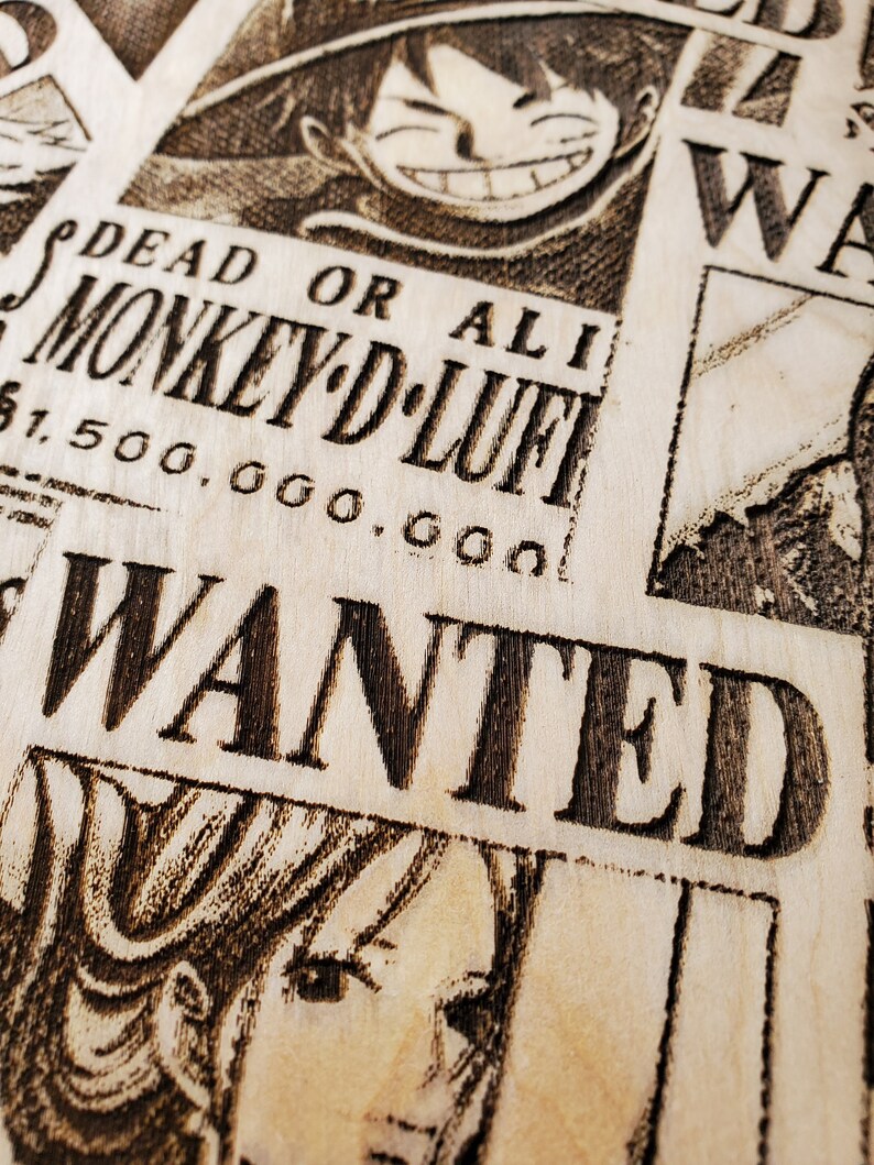 One Piece Wanted Collage Laser Engraved Custom Skateboard Wall Art ...