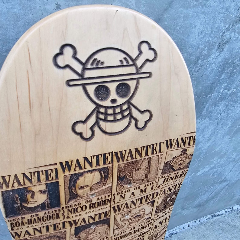 One Piece Wanted Posters Collage Laser Engraved Skateboard NEW EDITION ...