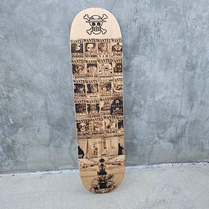 One Piece Wanted Posters Collage Laser Engraved Skateboard NEW EDITION ...