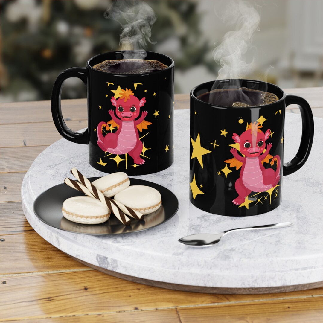 11oz Mug With Dragon Black Ceramic Ceramic Mug Coffee Tea Hot Chocolate ...