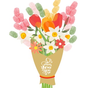 Flower Handprint Art Fingerprint Mom Gift From Kids Handprint Gift ...