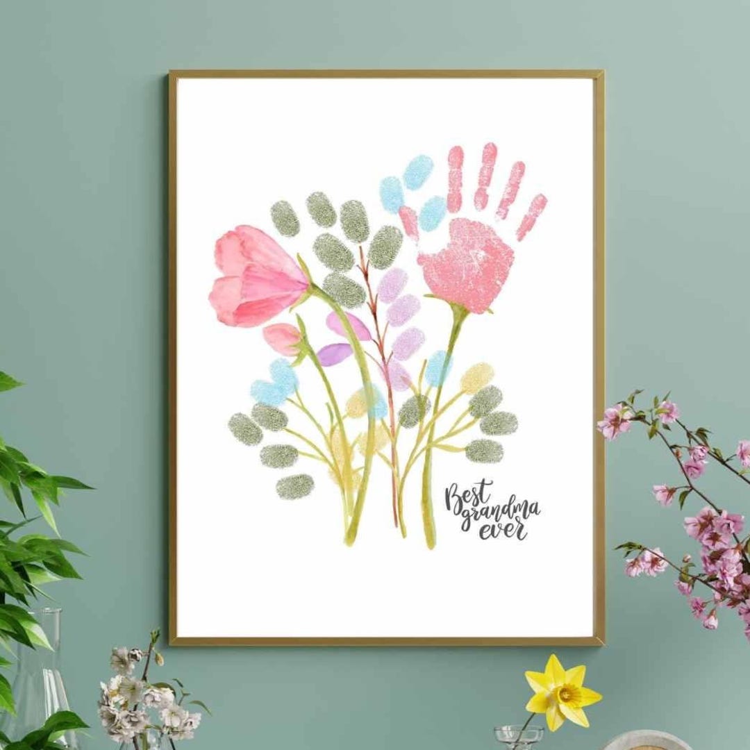 Printable Handprint Art DIY Gift for Grandma Birthday, Hospital Stay ...