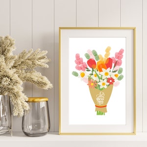 Flower Handprint Art Fingerprint Mom Gift From Kids Handprint Gift ...