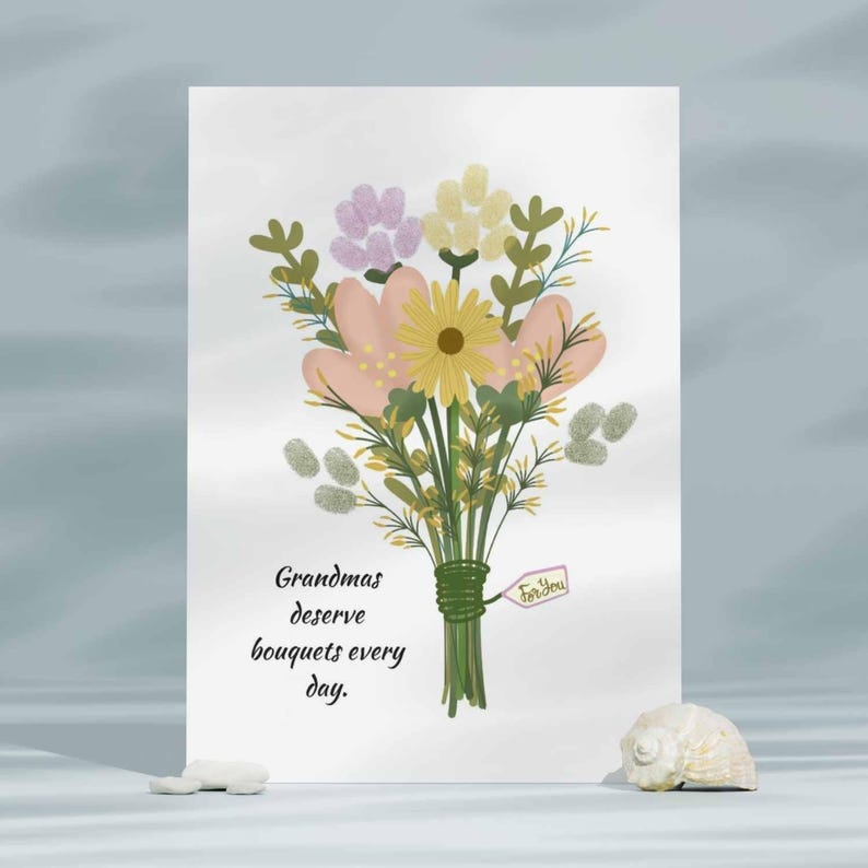 Printable Handprint Art DIY Gift for Grandma Birthday, Hospital Stay ...