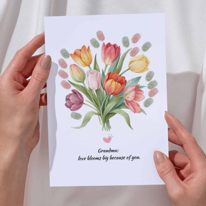 Printable Handprint Art DIY Gift for Grandma Birthday, Hospital Stay ...