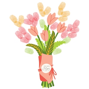 Flower Handprint Art Fingerprint Mom Gift From Kids Handprint Gift ...
