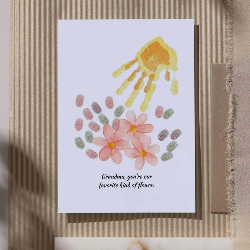 Printable Handprint Art DIY Gift for Grandma Birthday, Hospital Stay ...