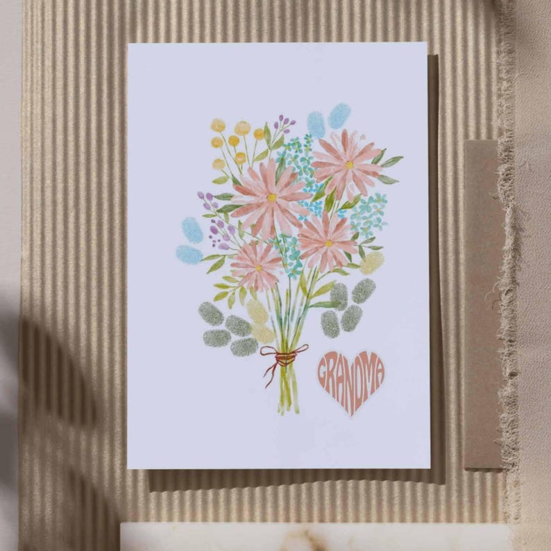 Printable Handprint Art DIY Gift for Grandma Birthday, Hospital Stay ...