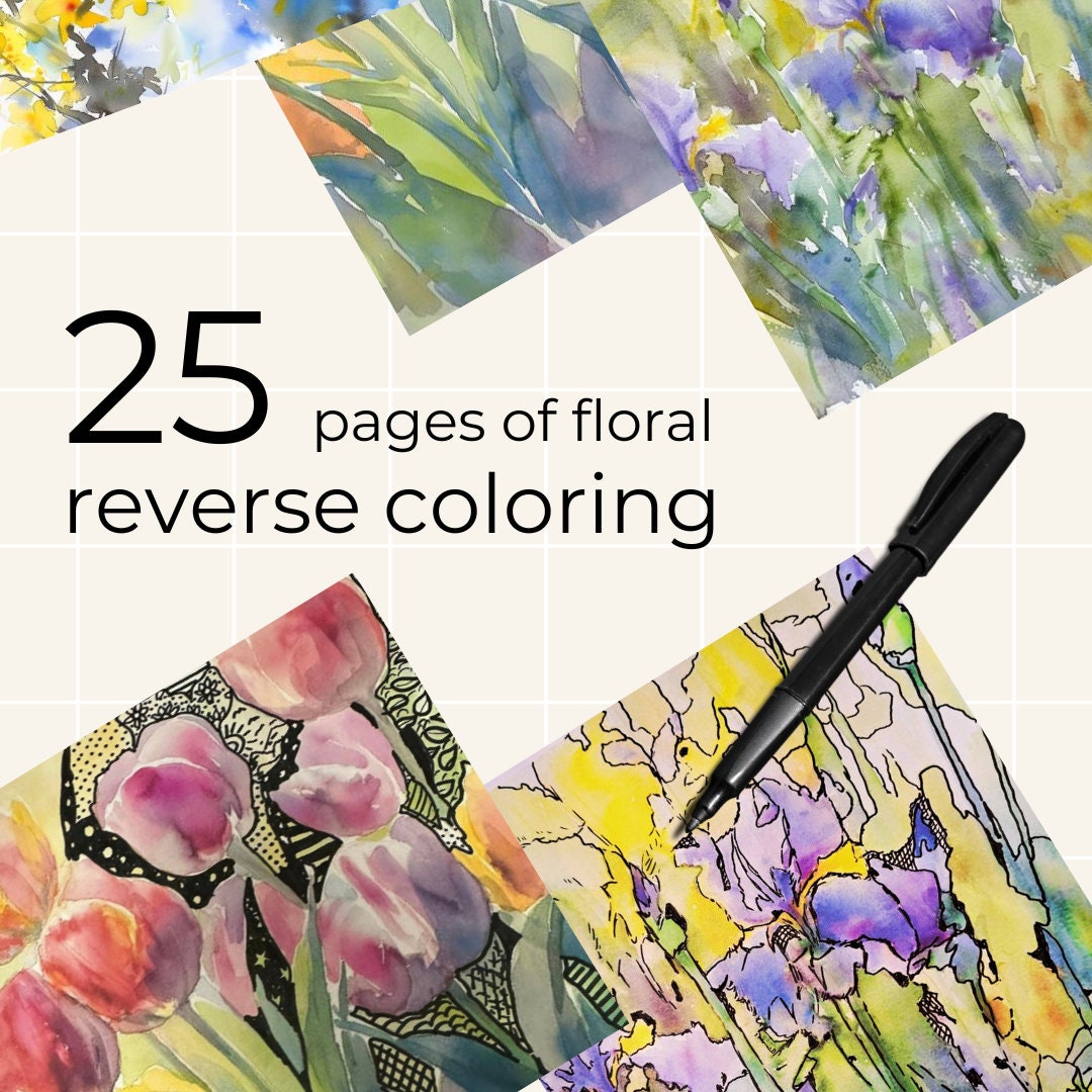 Spring Garden Floral Coloring Bundle Stress Relief Adult Coloring Pages ...