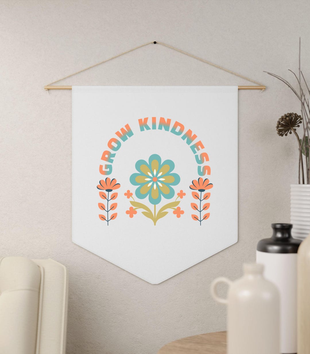 Teacher Wall Sign, Grow Kindness Pennant Banner, Classroom Motto, Kids ...