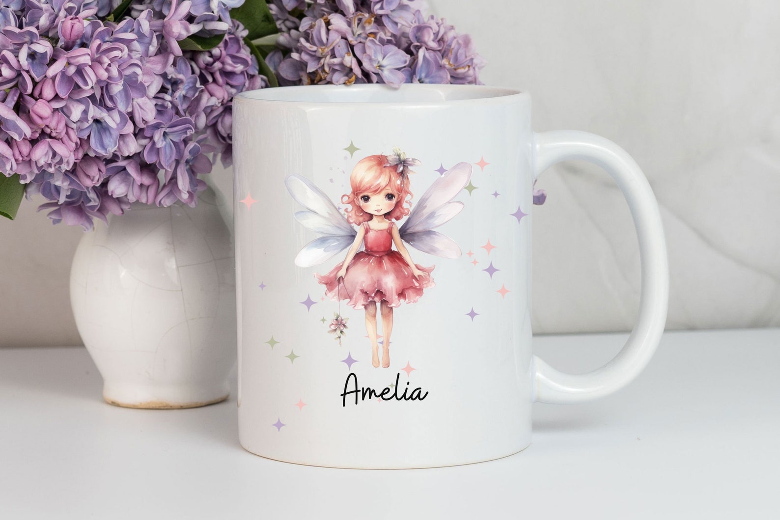 Custom Pink Fairy Mug, Personalized Fairy Coffee Mug, Fairy Coffee Cup ...