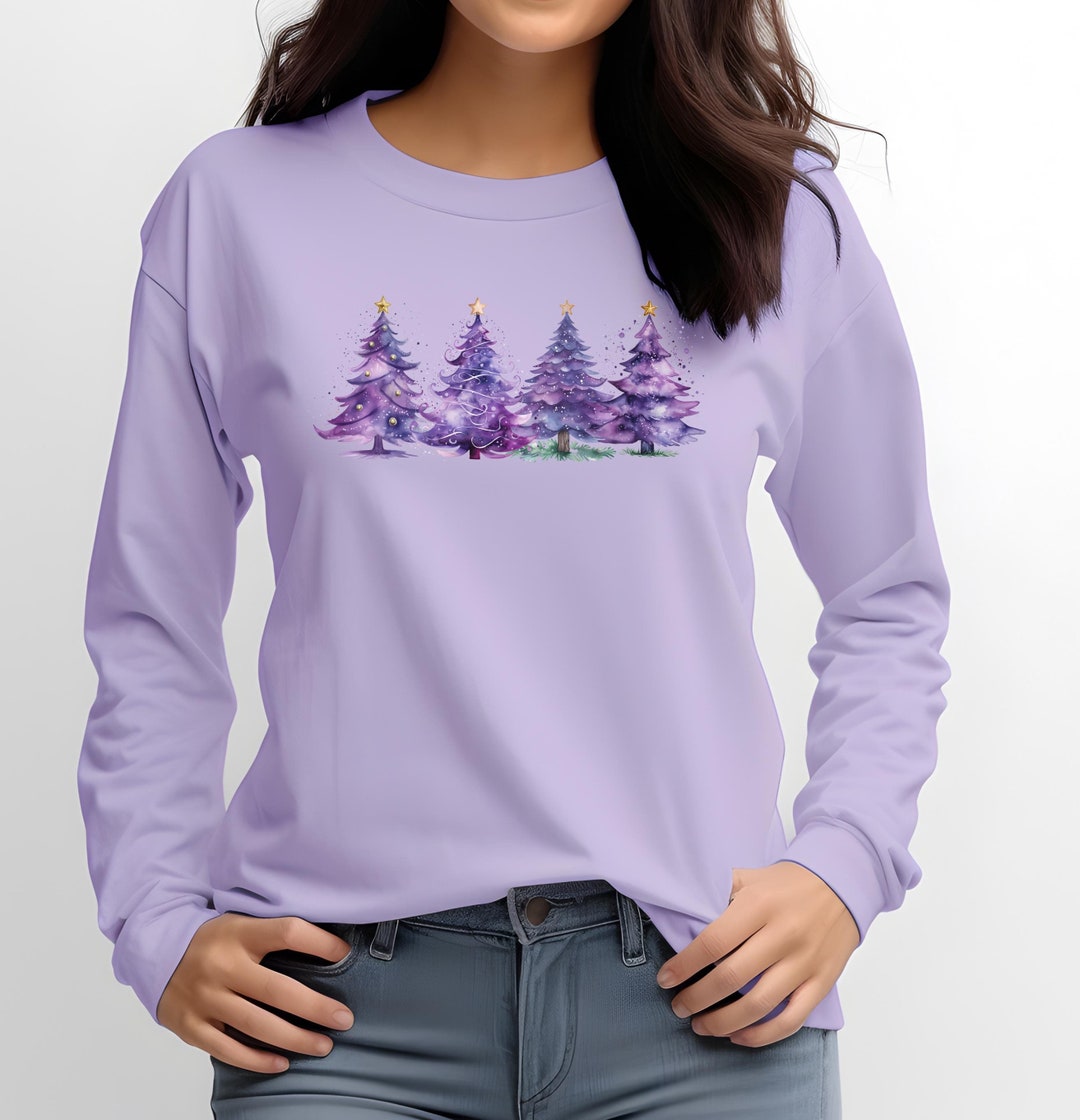 Purple Christmas Trees Long Sleeve T-shirt, Purple Christmas Shirt ...