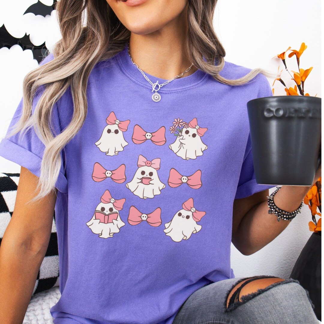 Cute Halloween Shirt, Cute Little Girl Ghosts Pink Bows, Halloween ...