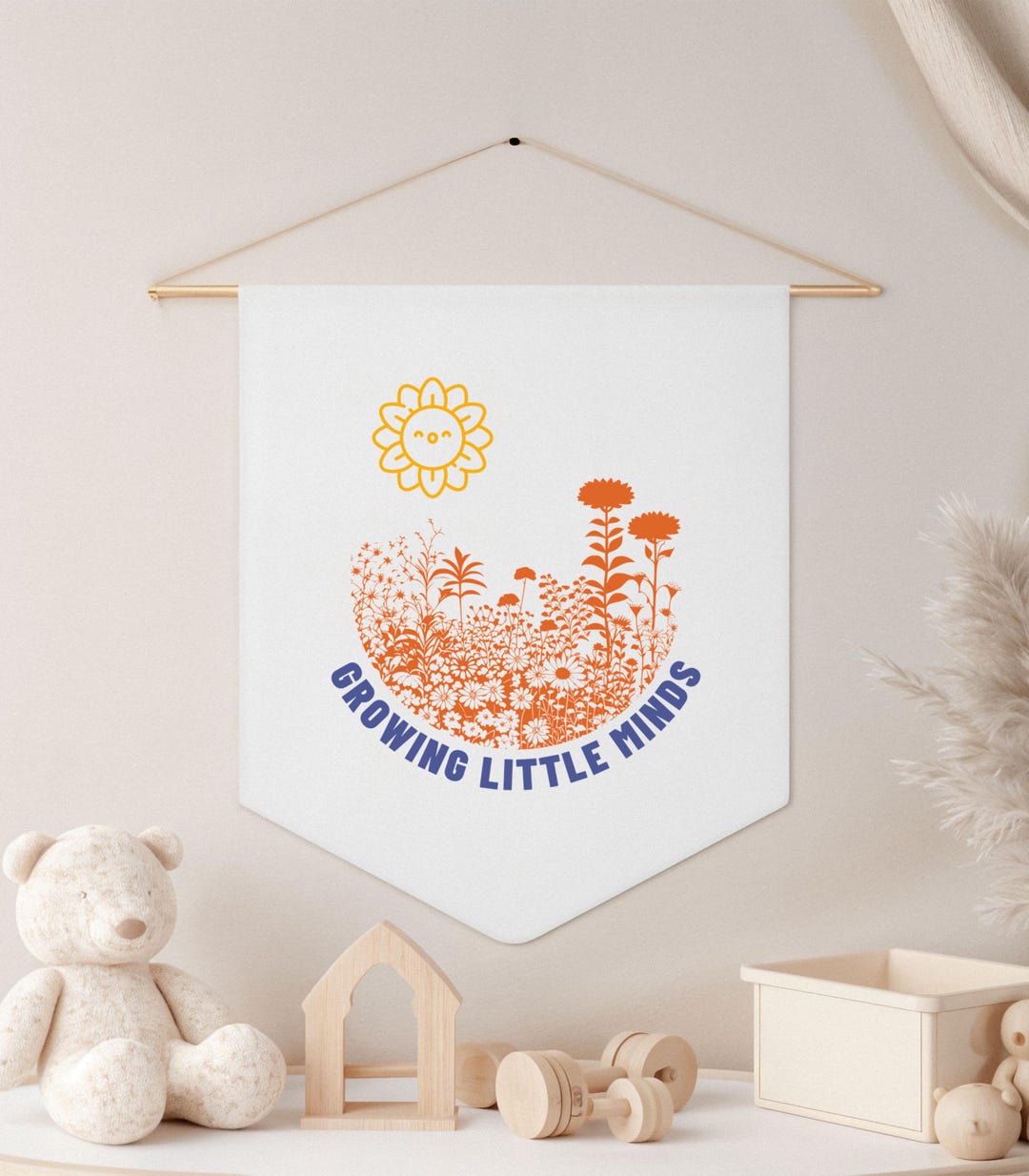 Teacher Wall Banner, Growing Little Minds Pennant, Schoolteacher ...
