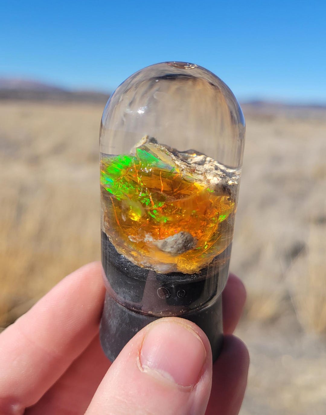 Beautiful Ethiopian Fire / Water Opal Encased in a Watery Vial ...