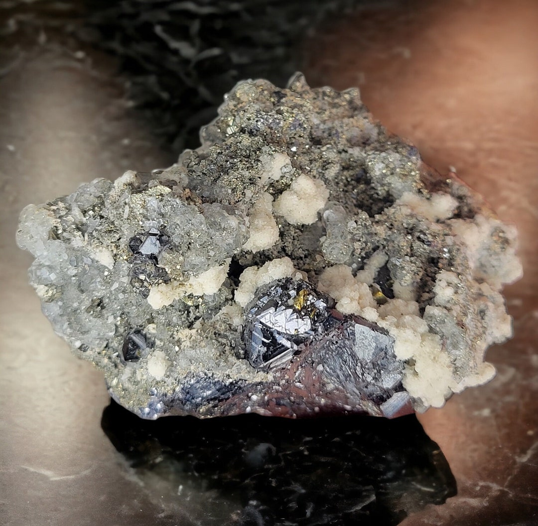 Galena, Sphalerite, Quartz, UV Calcite Roses and Pyrite Crystal ...