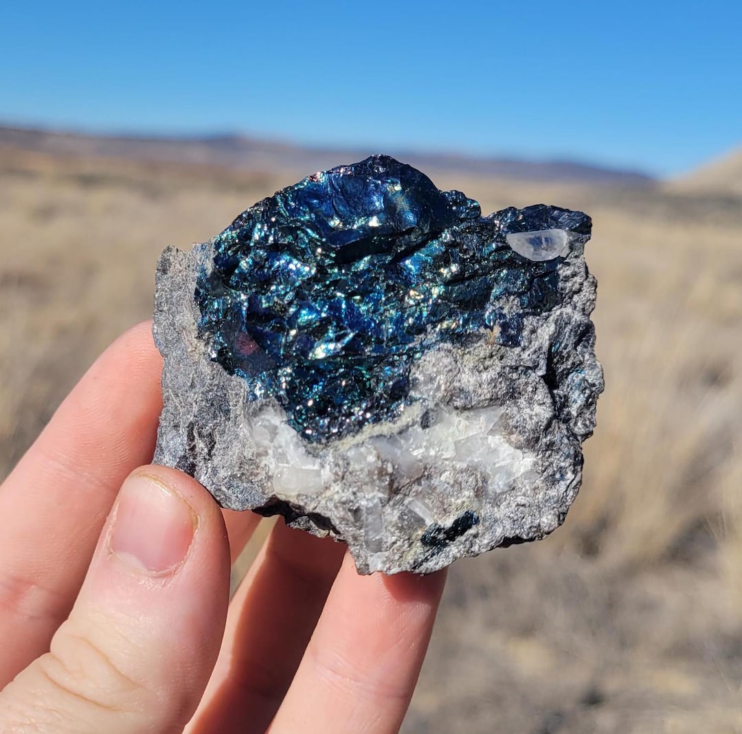 Amazing Blue - Purple Bornite Specimen With Quartz - Natural Raw ...