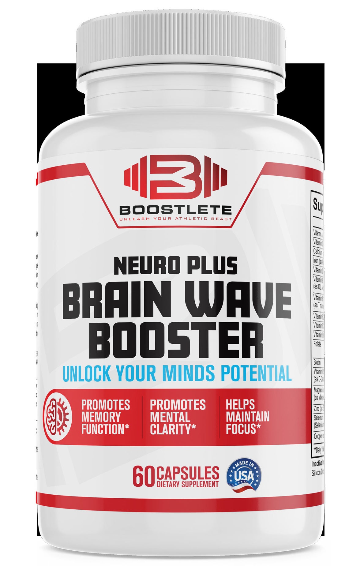BOOSTLETE Neuro Plus Brain Wave Booster 60 Capsules Memory & Focus ...