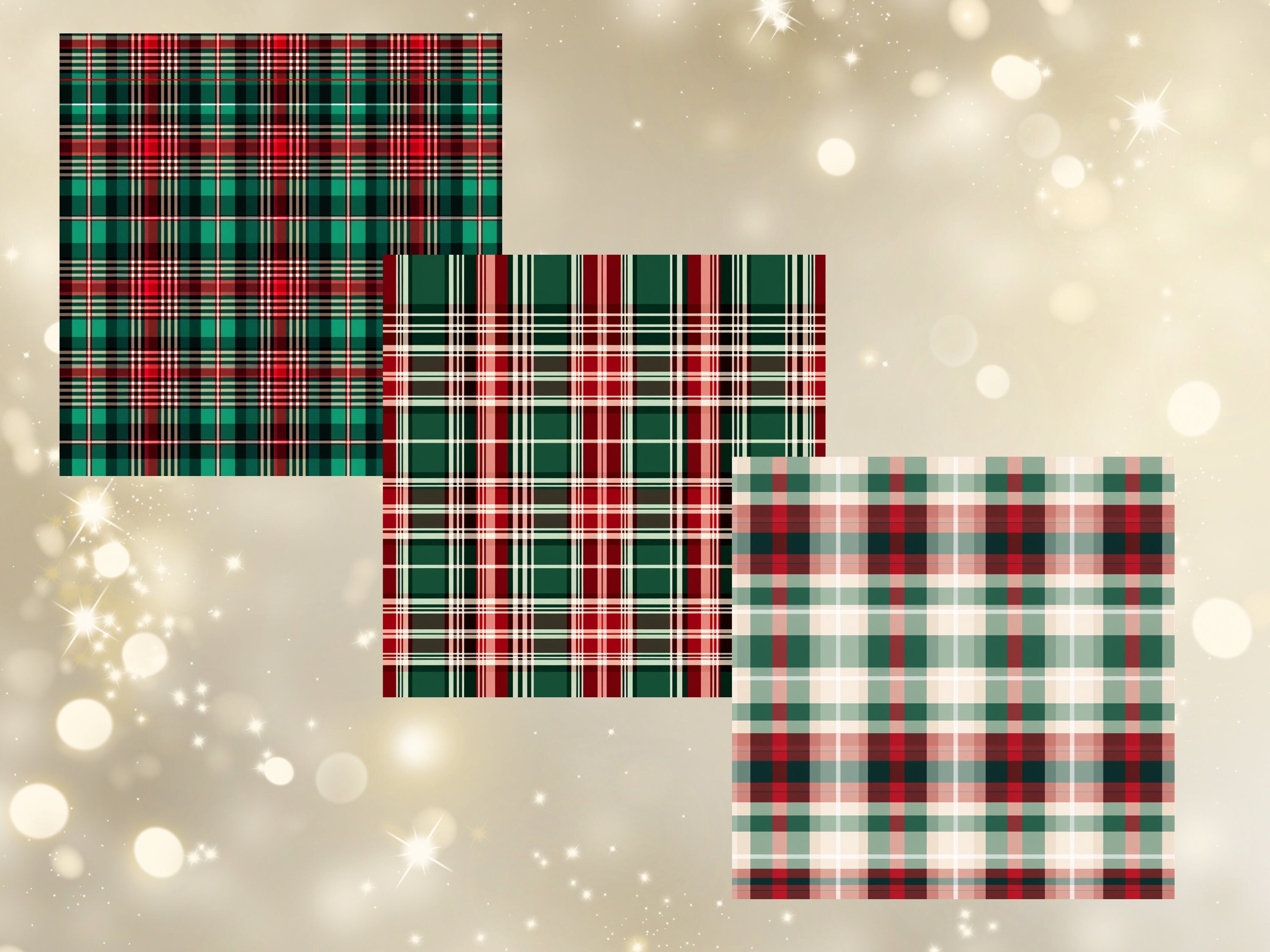 Christmas Plaid Digital Printable Papers, Christmas Tartan Patterns ...