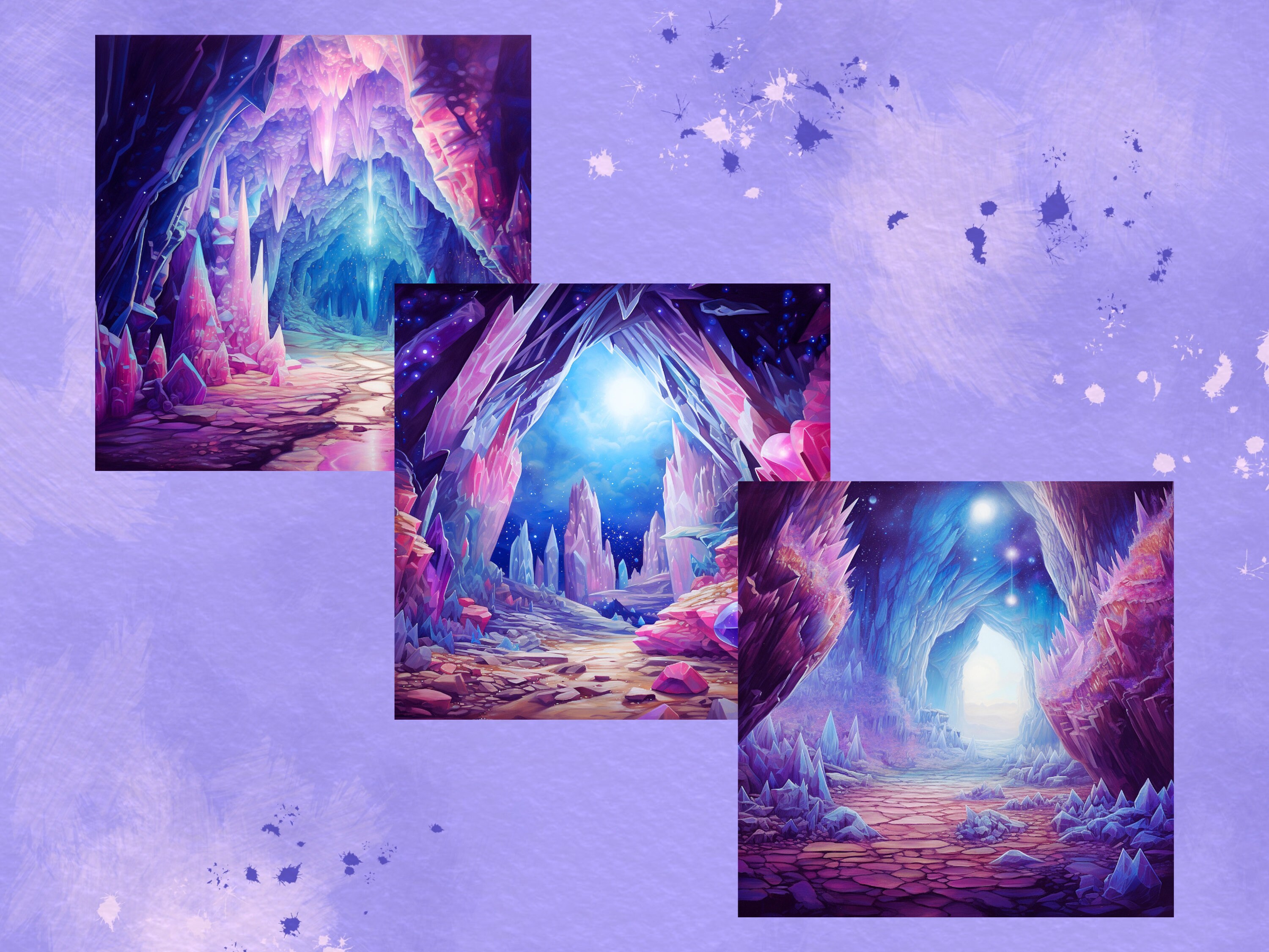 Crystal Caves Digital Paper, Celestial Digital Paper, Fantasy Scrapbook ...