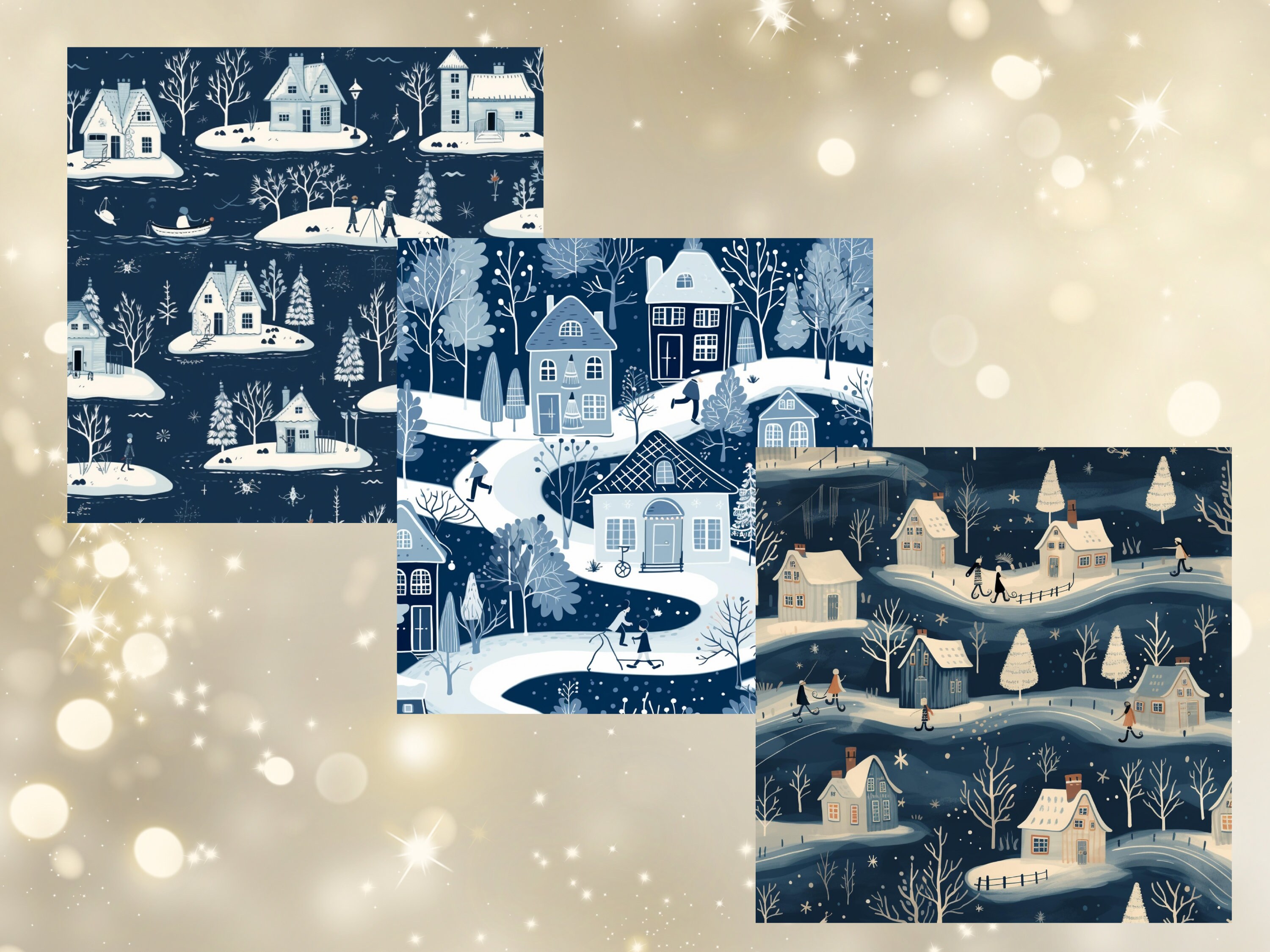 Blue Christmas Digital Paper Pack, Festive Christmas Background ...