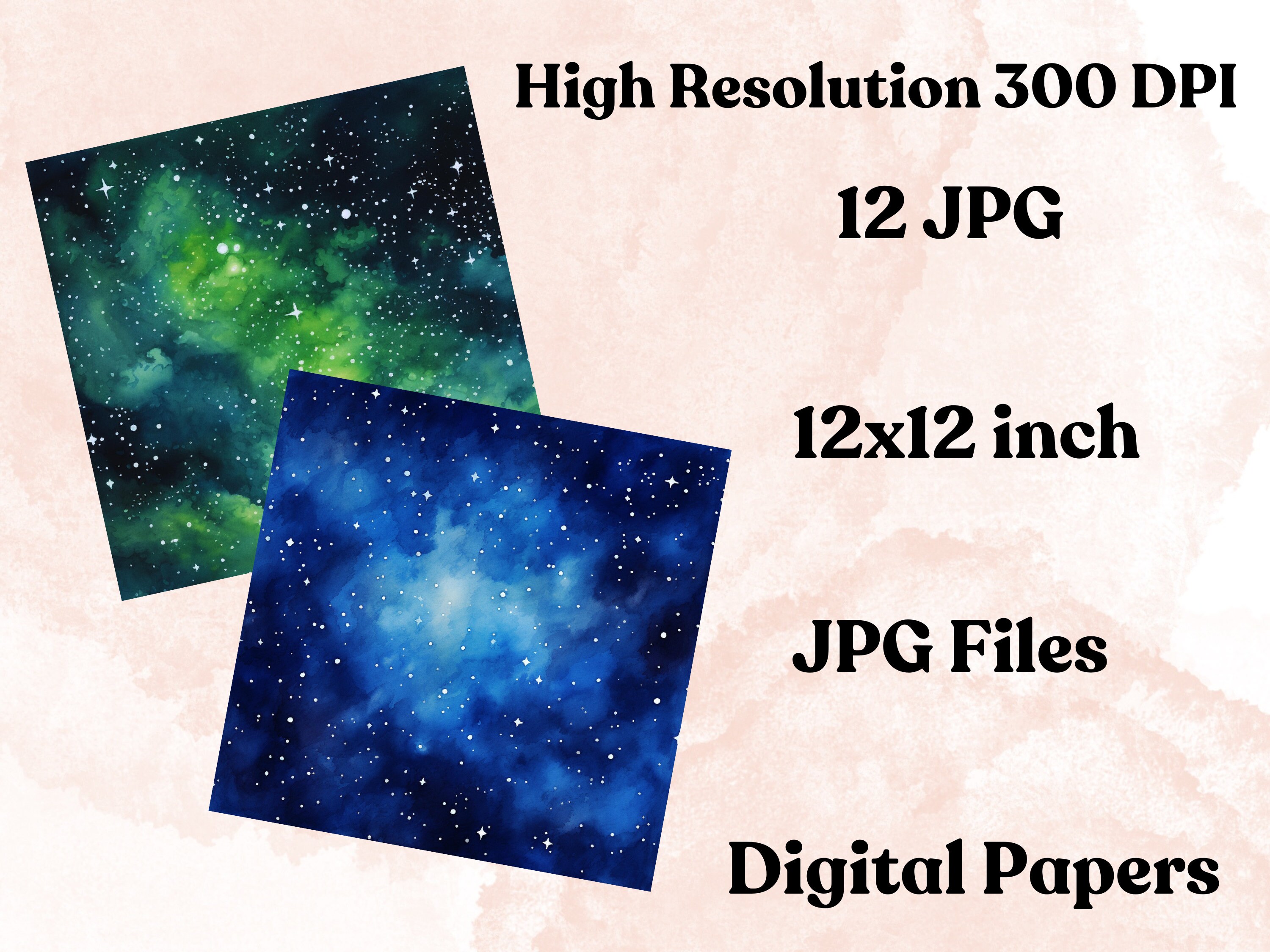 Watercolor Galaxy Background Digital Paper, Painted Galaxy, Galaxy ...