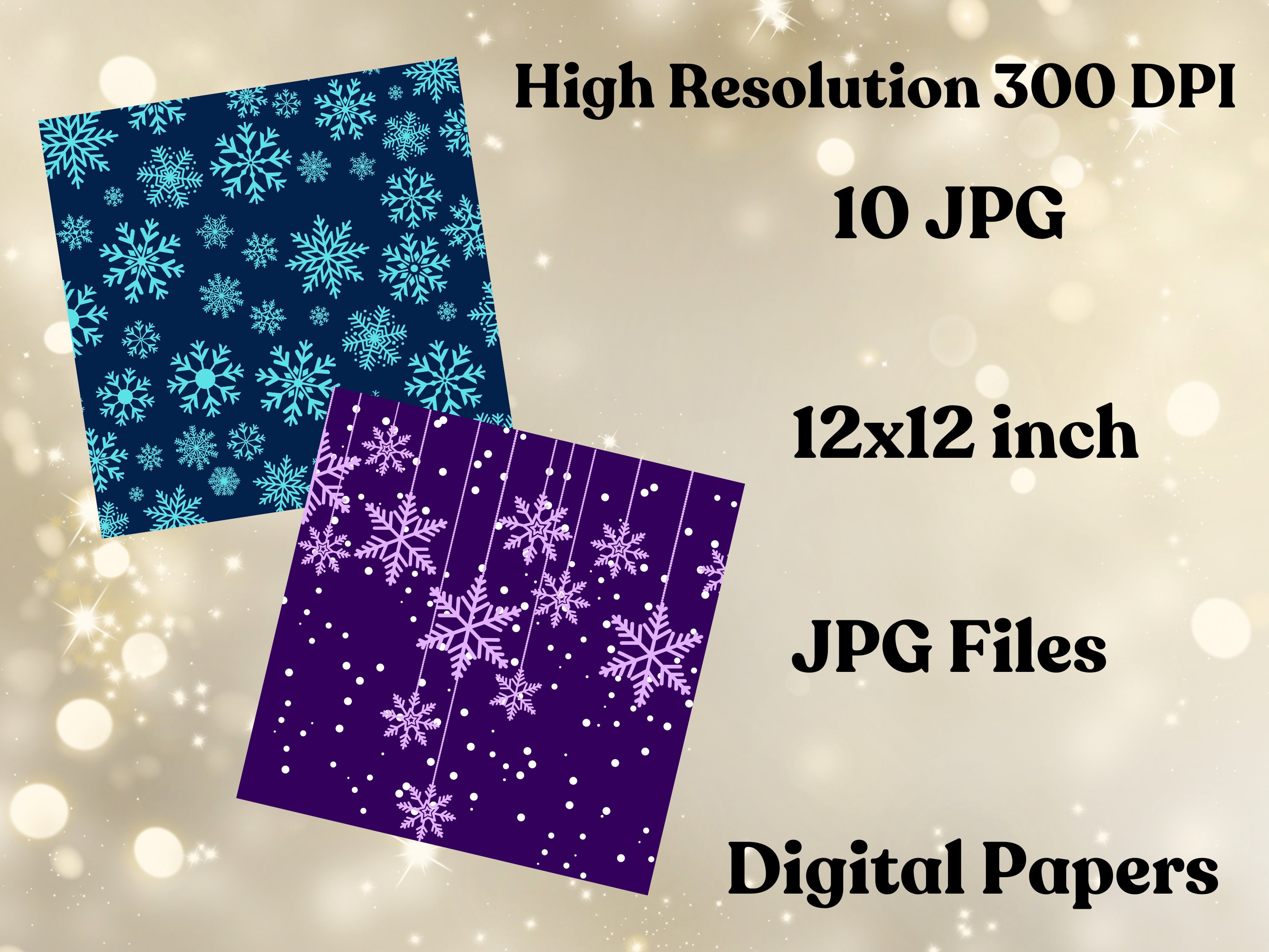 Christmas Snowflakes Digital Printable Paper Pack, Winter Snowflake ...