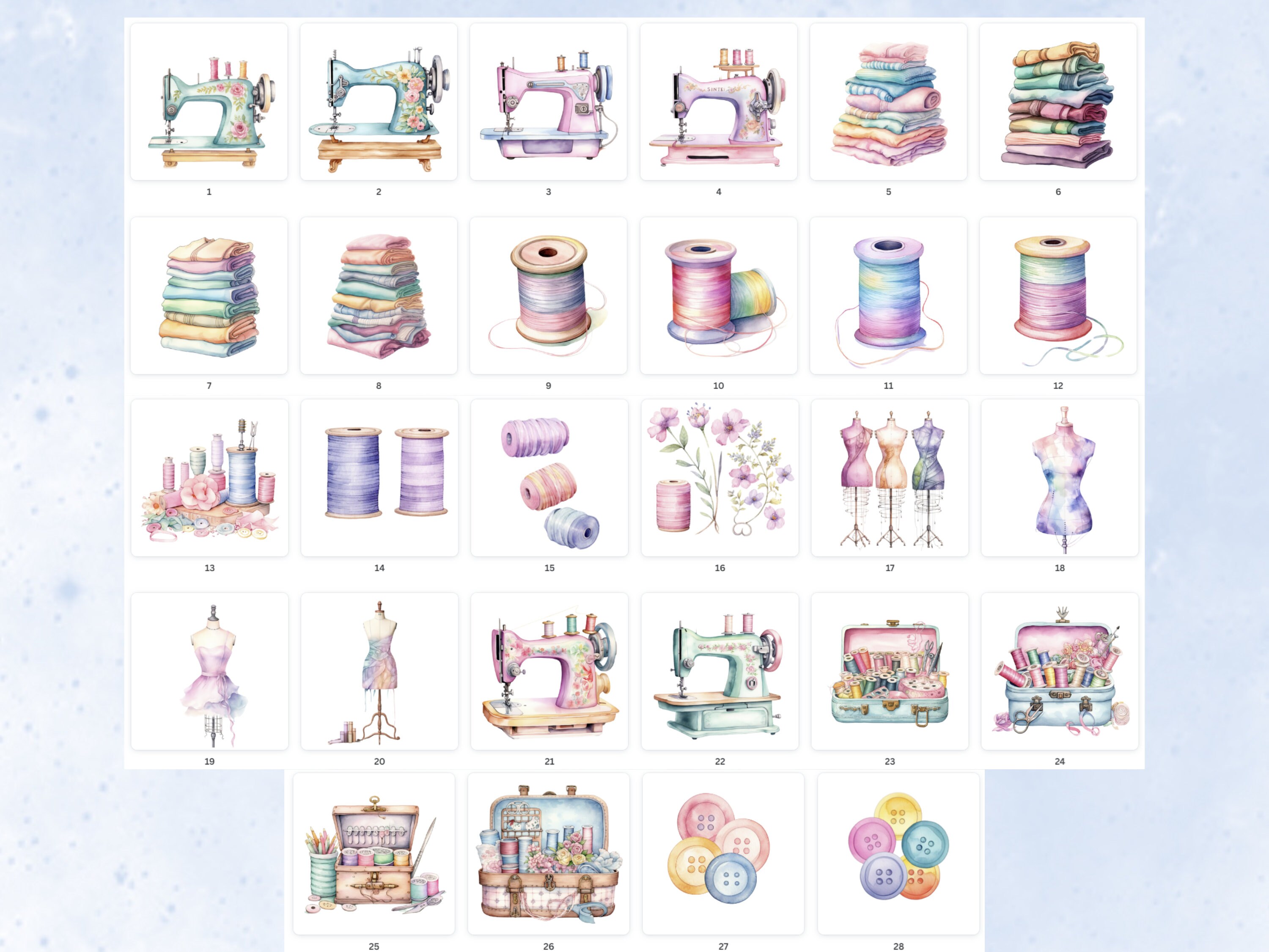 Watercolor Sewing Clipart Bundle, Sewing Machines Clipart, Shabby Chic ...