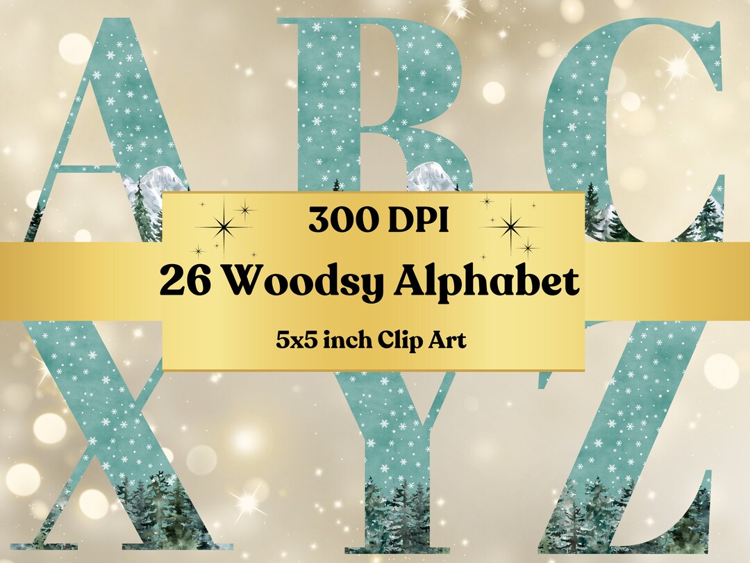 26 PNG Watercolor Snowy Woods Christmas Alphabet Clipart, Christmas ...