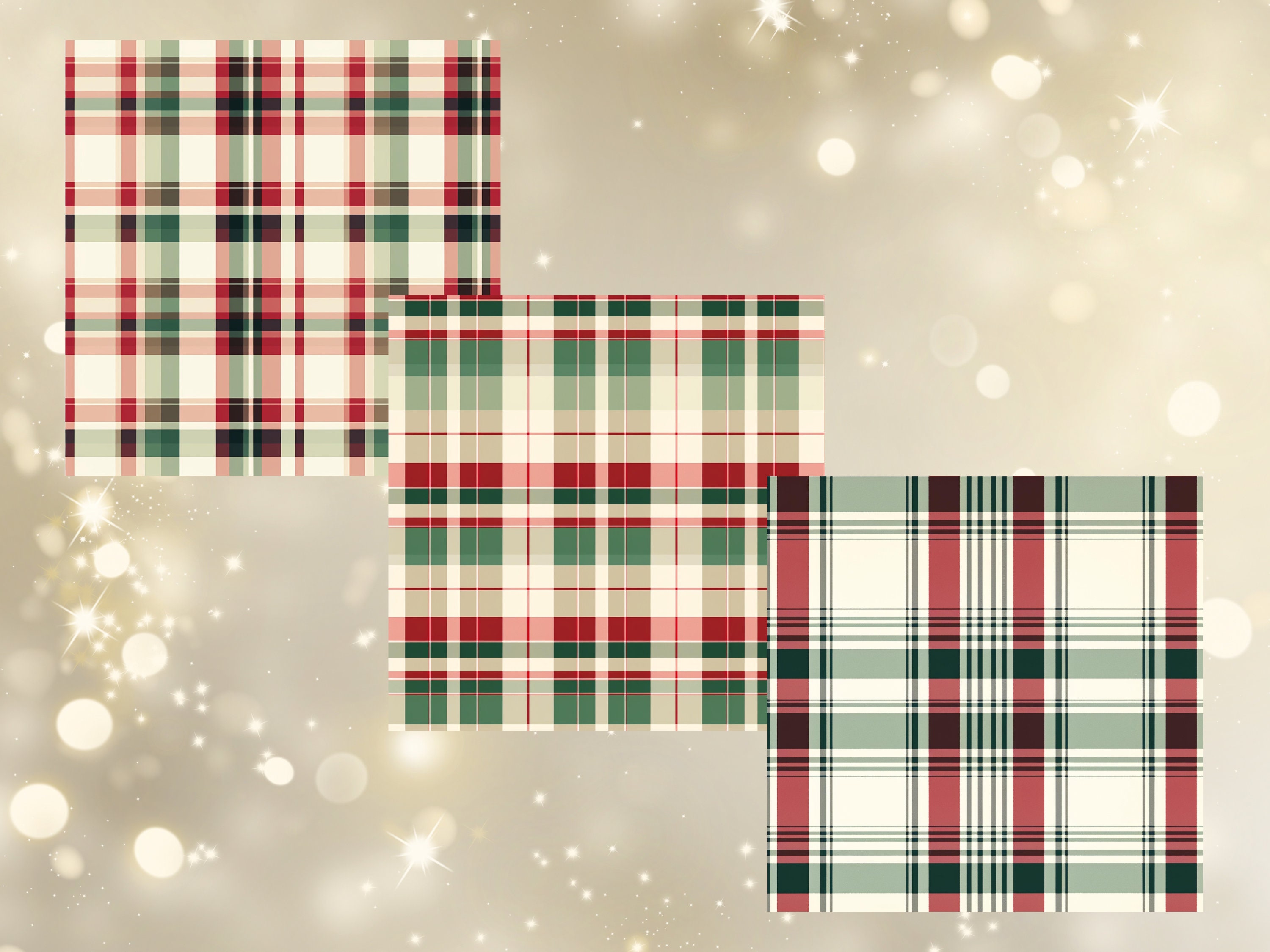 Christmas Plaid Digital Printable Papers, Christmas Tartan Patterns ...