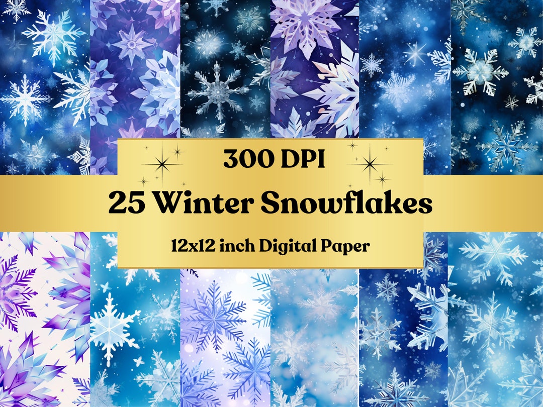 Snowflake Pattern Printable Paper, Winter Junk Journal, Snow Crystal ...