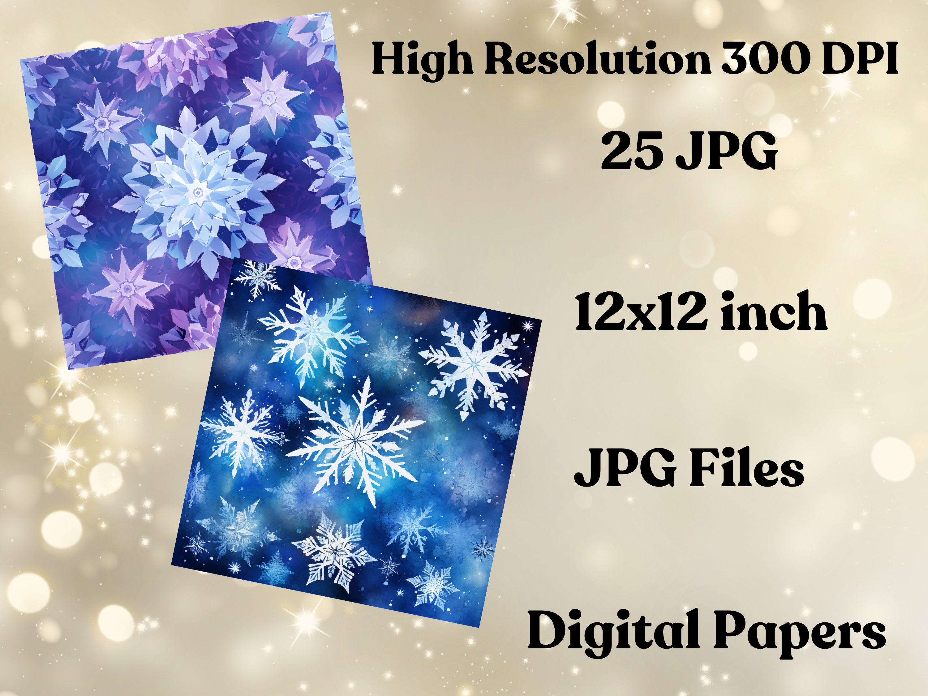 Snowflake Pattern Printable Paper, Winter Junk Journal, Snow Crystal ...