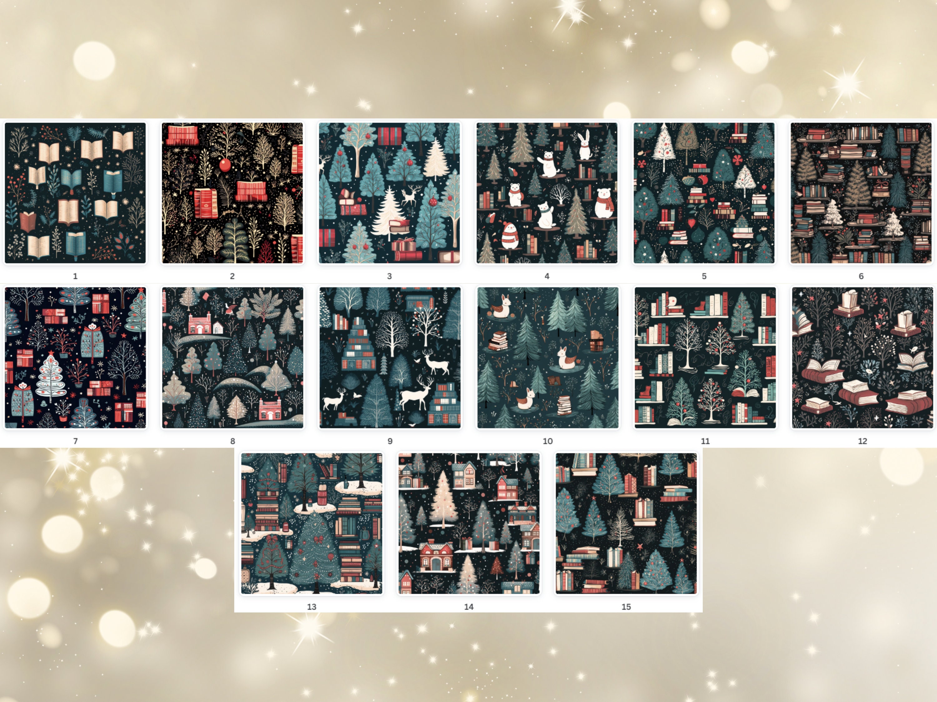 Book Theme Christmas Digital Paper, Festive Book Scrapbook Paper, Book ...