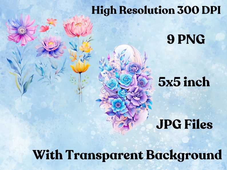 Watercolor Spring Flower Clip Art, Flower Bouquet, Pink Floral Clipart ...