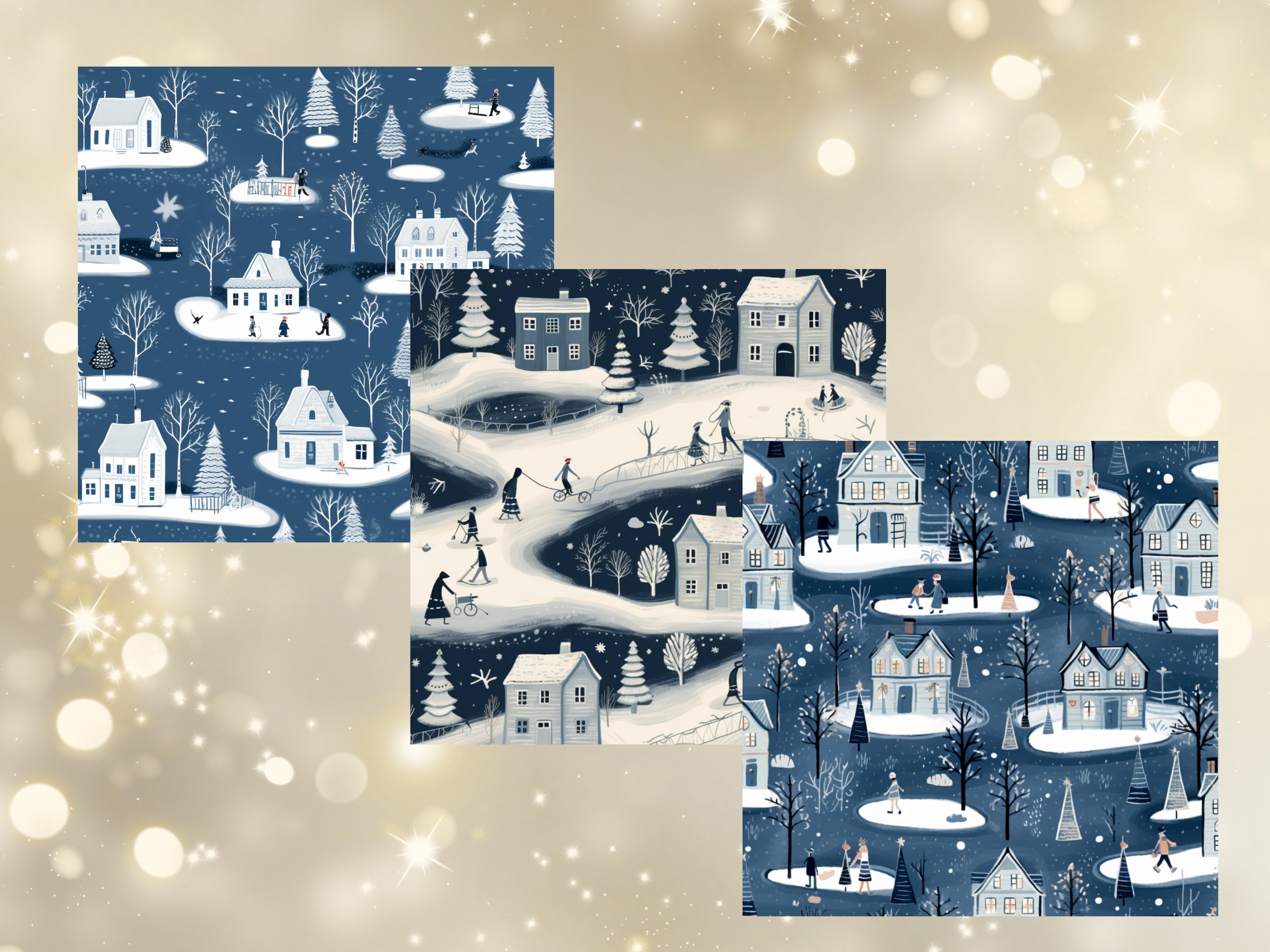 Blue Christmas Digital Paper Pack, Festive Christmas Background ...