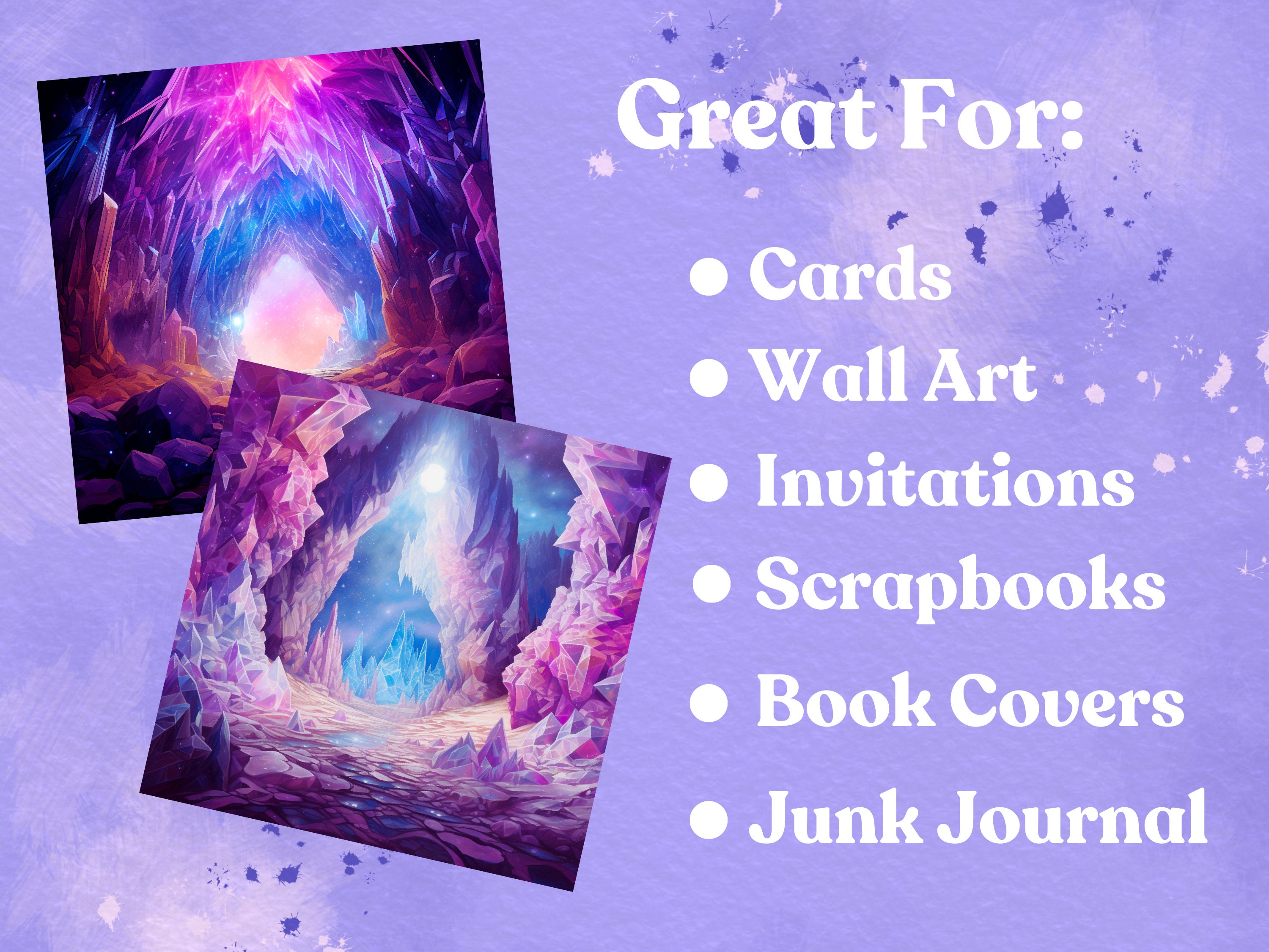 Crystal Caves Digital Paper, Celestial Digital Paper, Fantasy Scrapbook ...