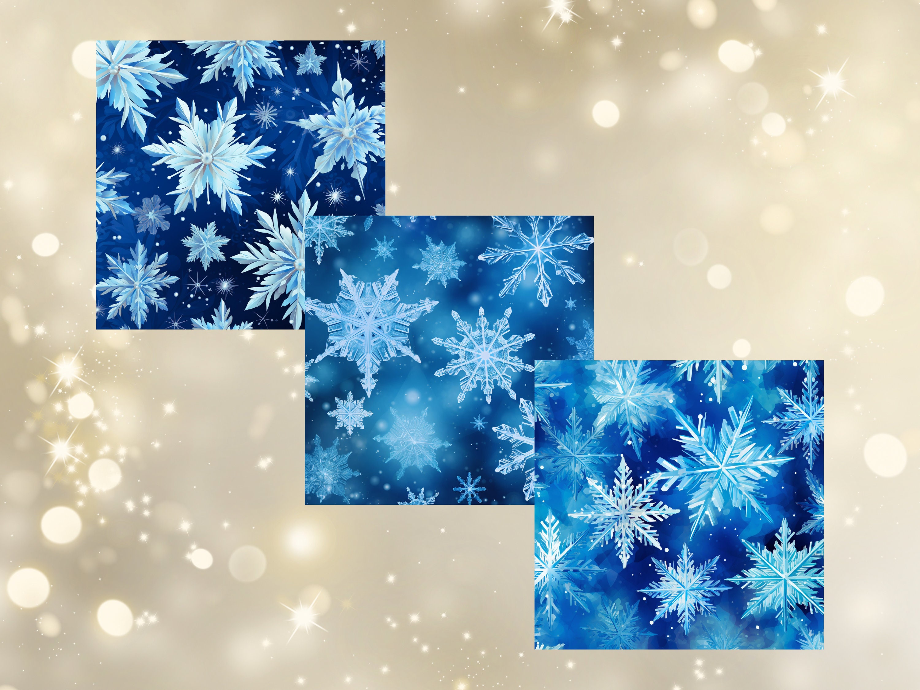 Snowflake Pattern Printable Paper, Winter Junk Journal, Snow Crystal ...