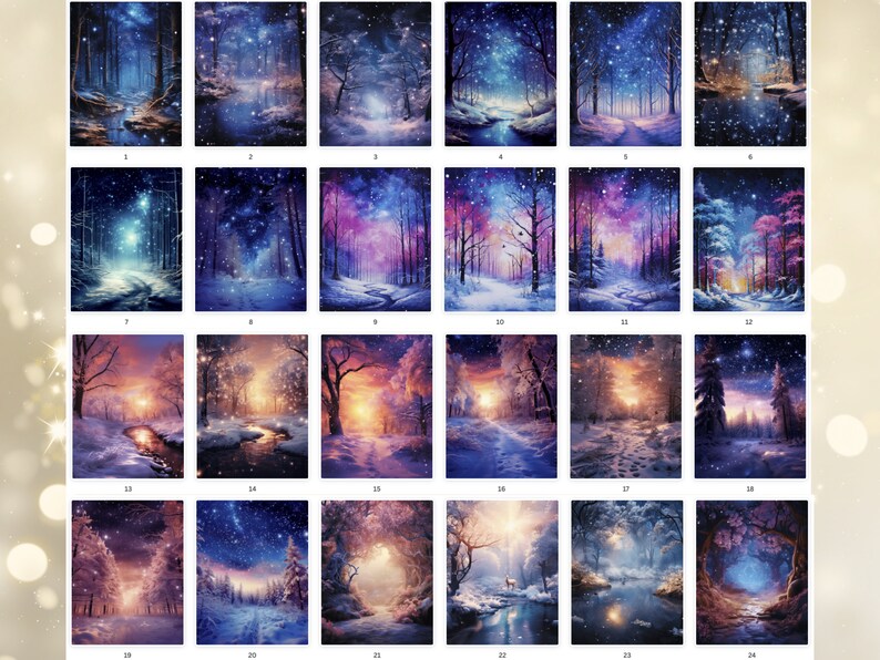 Enchanted Snowy Woods Winter Forest Digital Paper Pack Printable, Snow ...