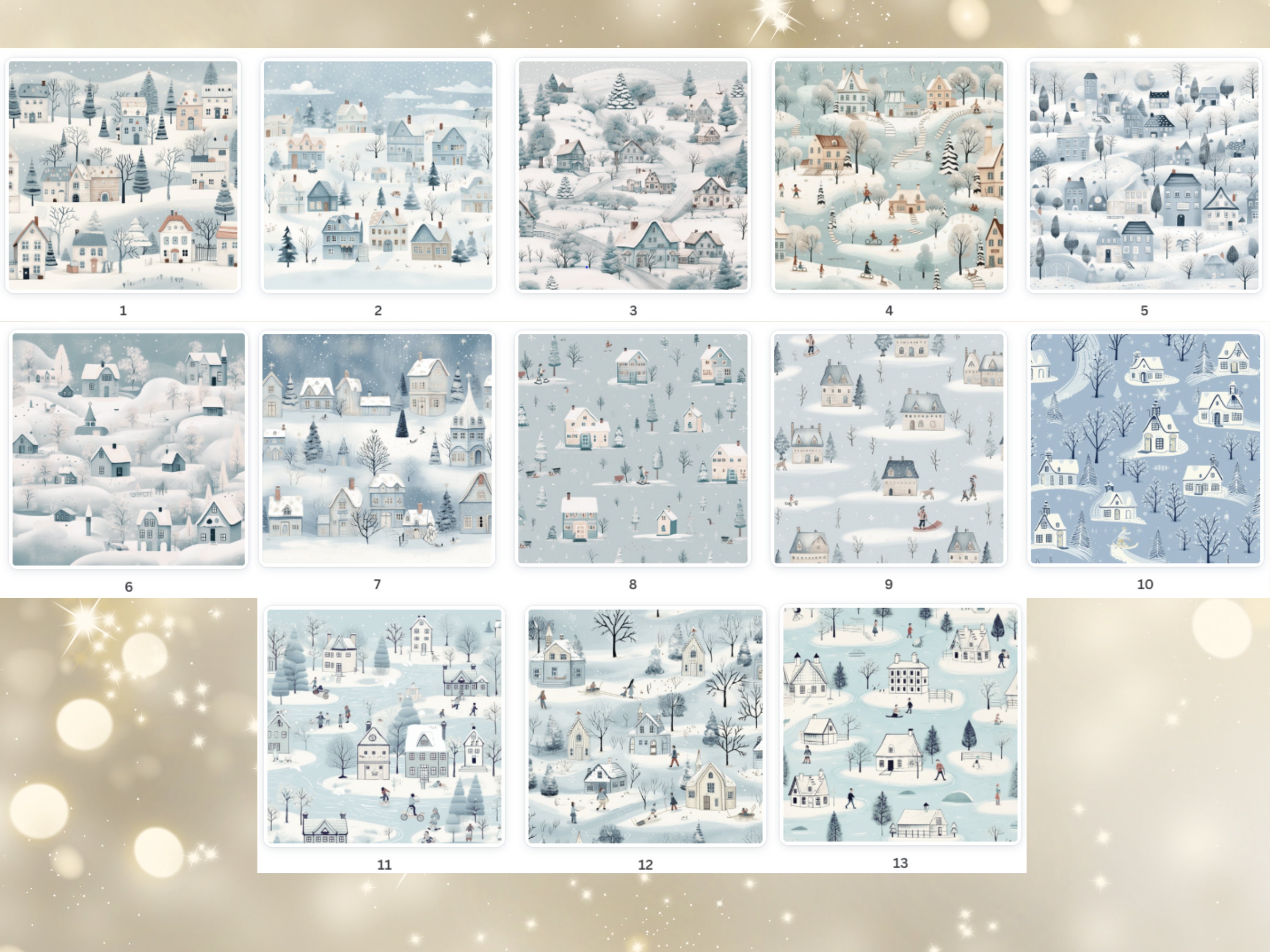 Printable Winter Village Digital Paper Pack, Christmas Ephemera ...