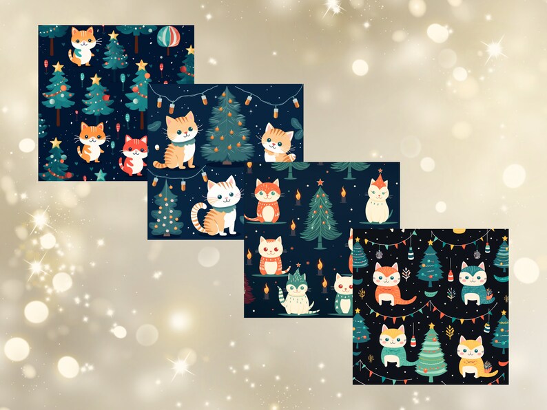 Cute Kitten Christmas Digital Printable Paper Pack, Winter Wonderland ...