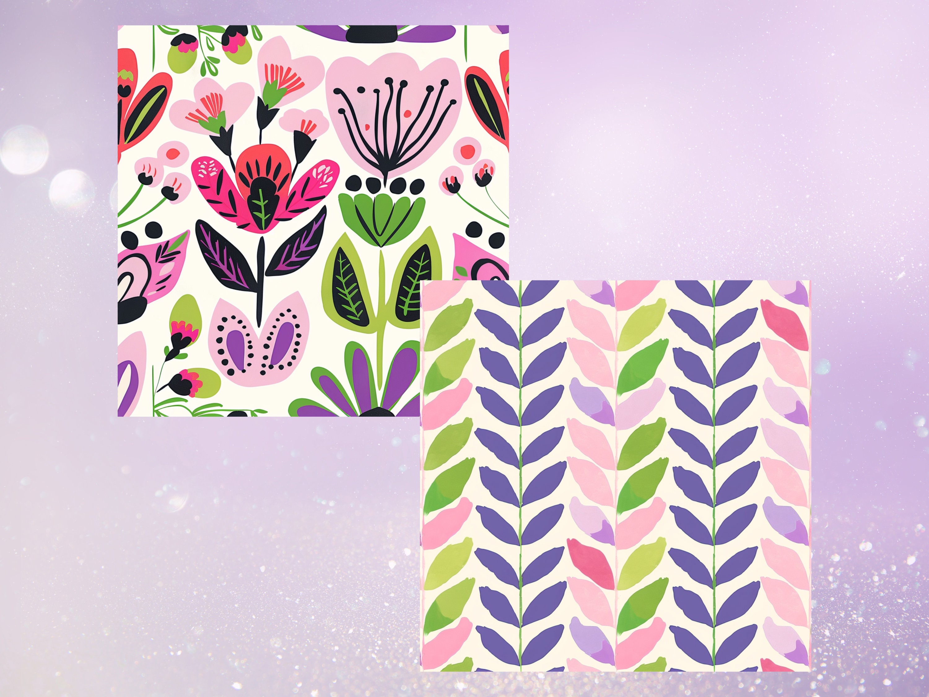 Nordic Design Spring Pattern Digital Paper, Swedish Folk Art ...