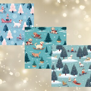Cute Puppy Christmas Digital Printable Paper Pack, Winter Wonderland ...