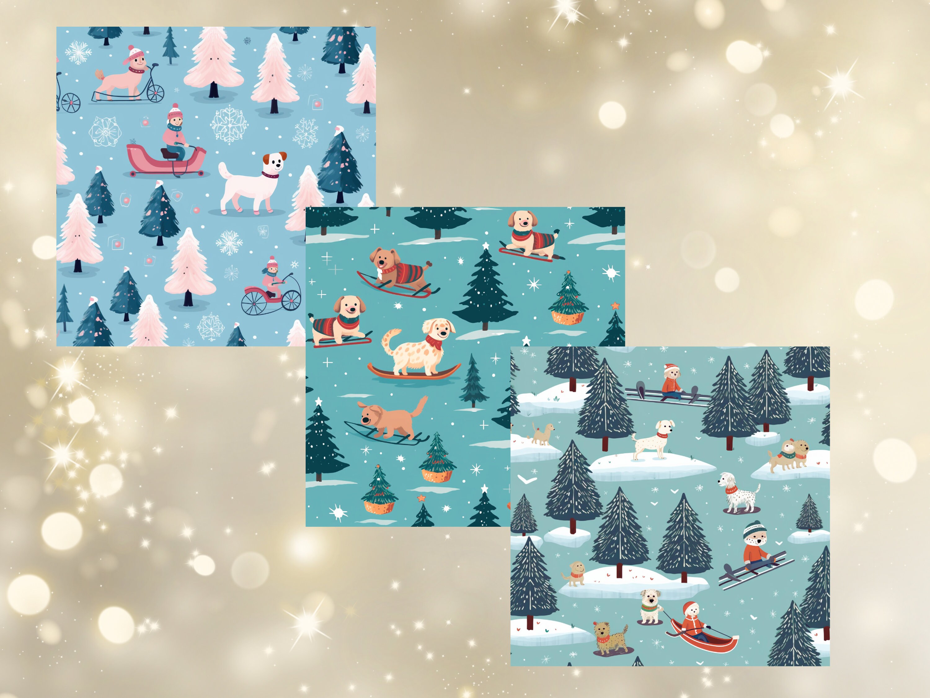 Cute Puppy Christmas Digital Printable Paper Pack, Winter Wonderland ...