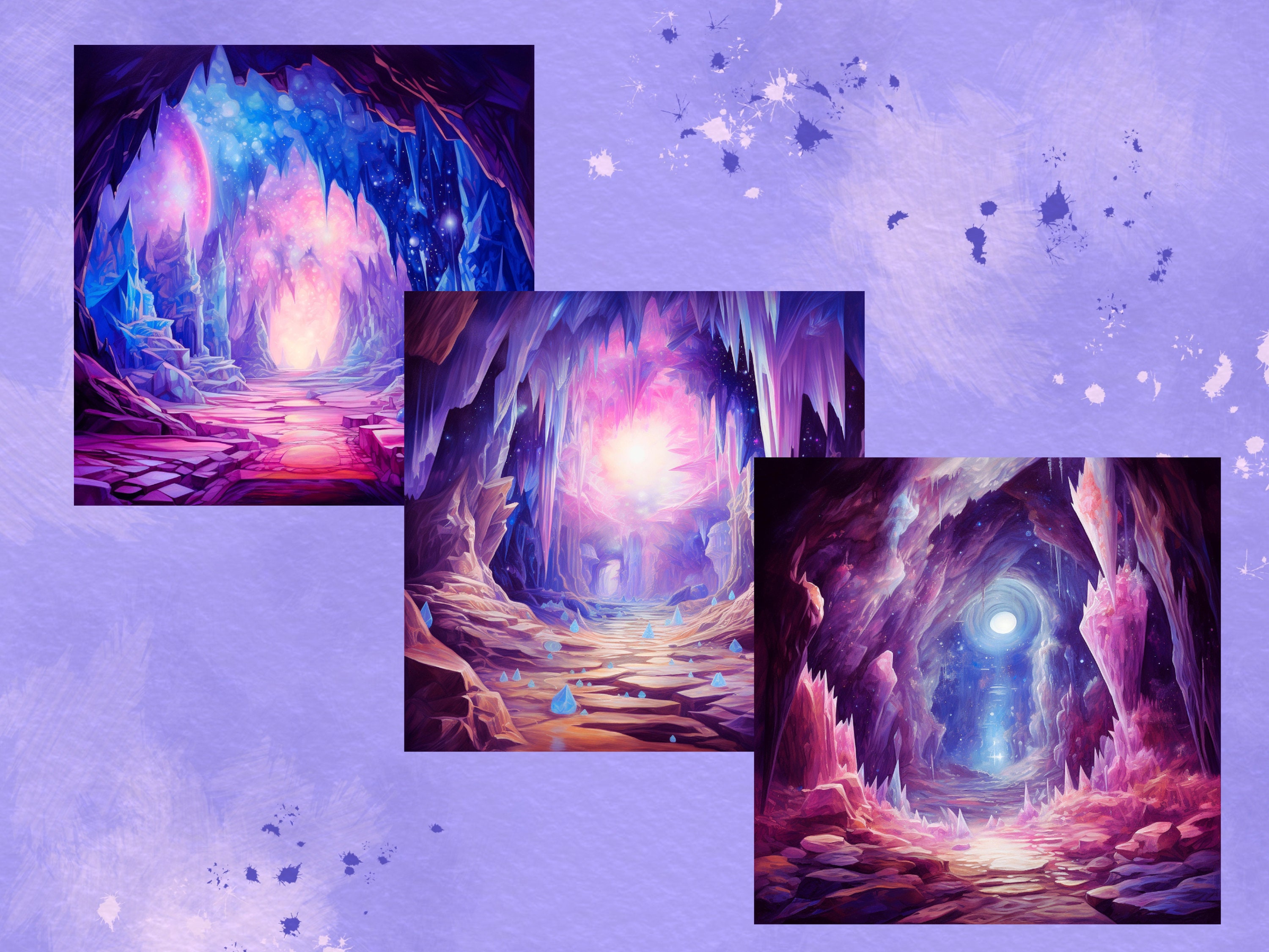 Crystal Caves Digital Paper, Celestial Digital Paper, Fantasy Scrapbook ...