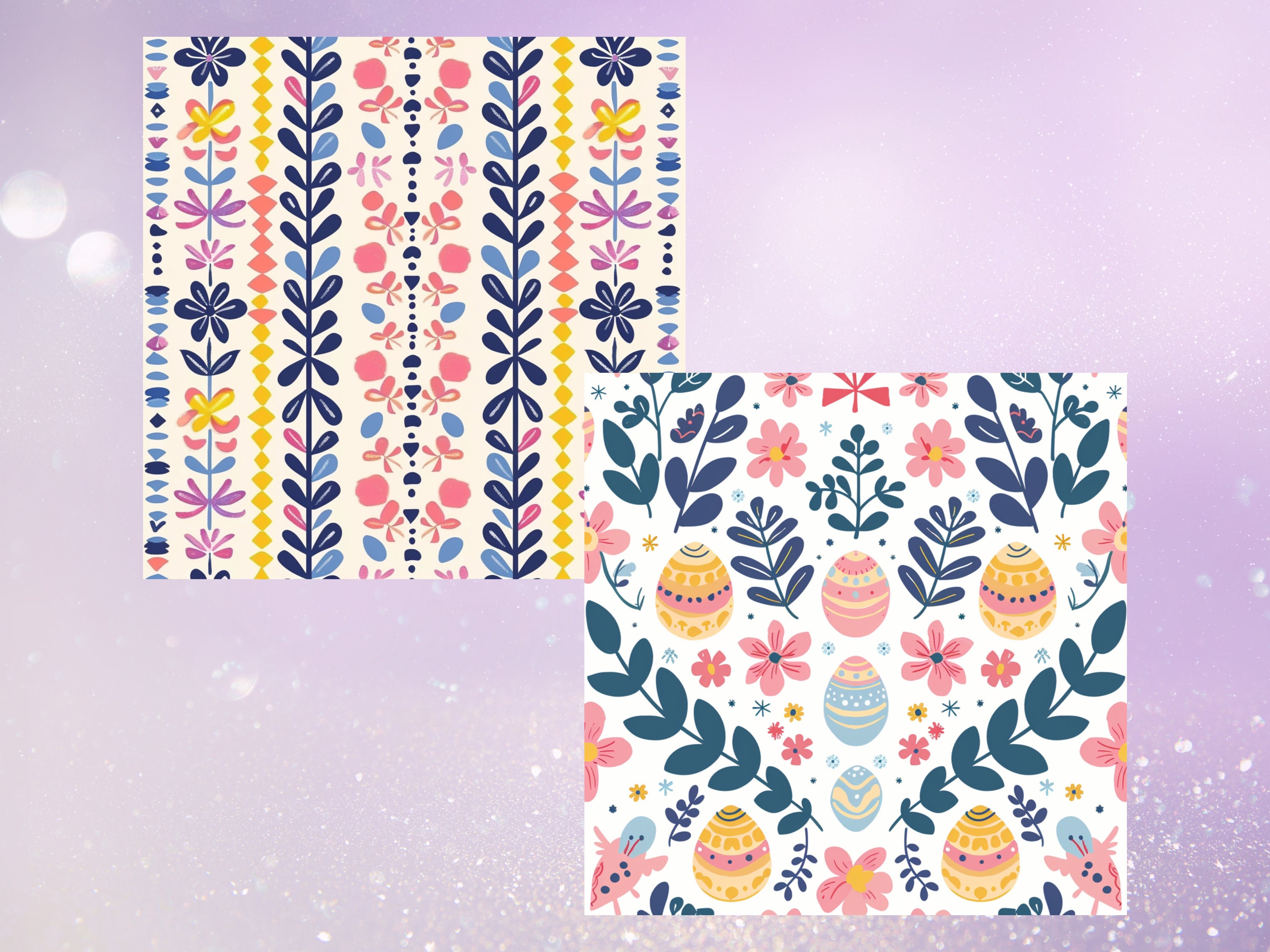 Printable Spring Folk Art Digital Paper, Ephemera Collage, Scandinavian ...