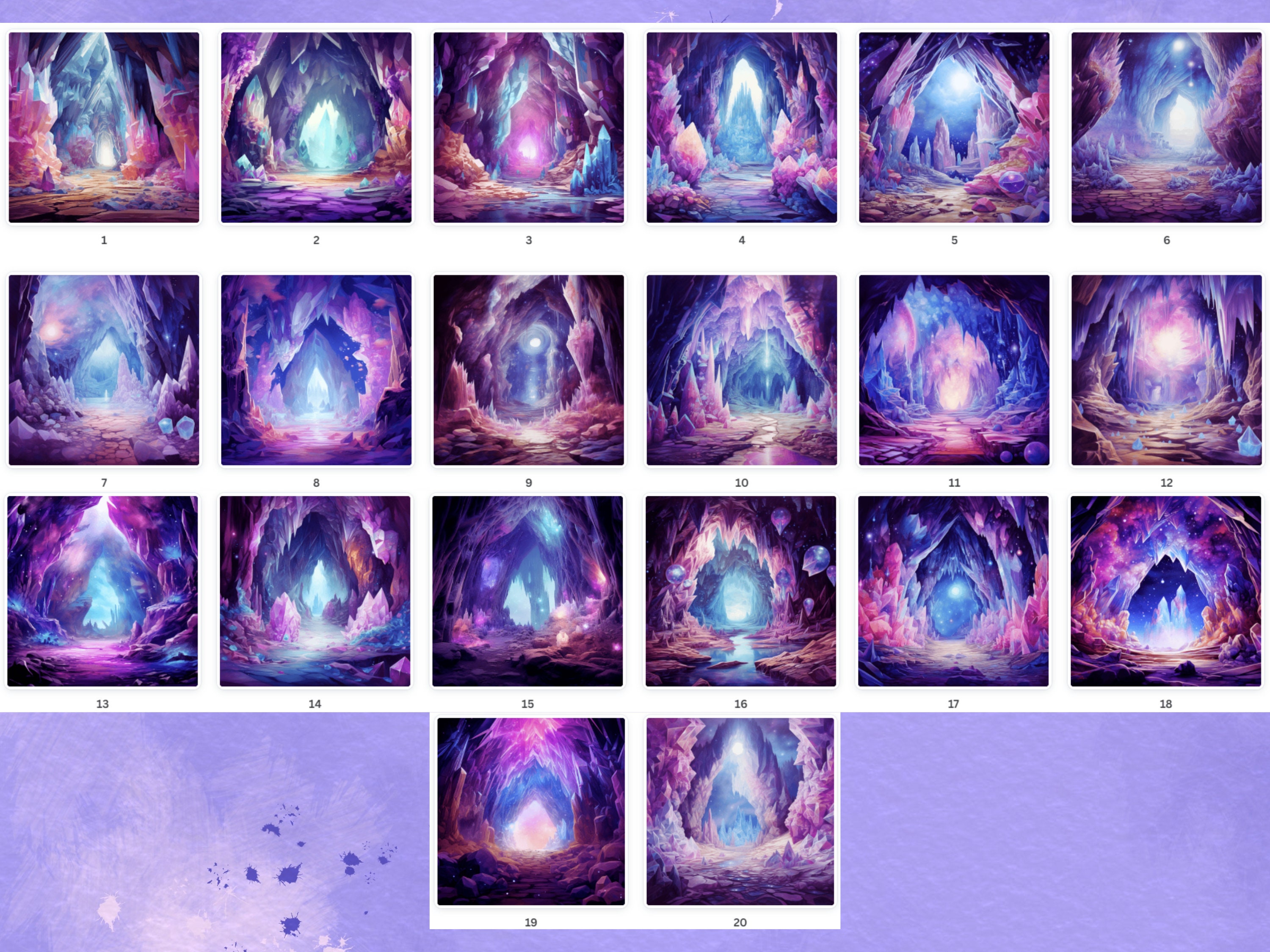 Crystal Caves Digital Paper, Celestial Digital Paper, Fantasy Scrapbook ...