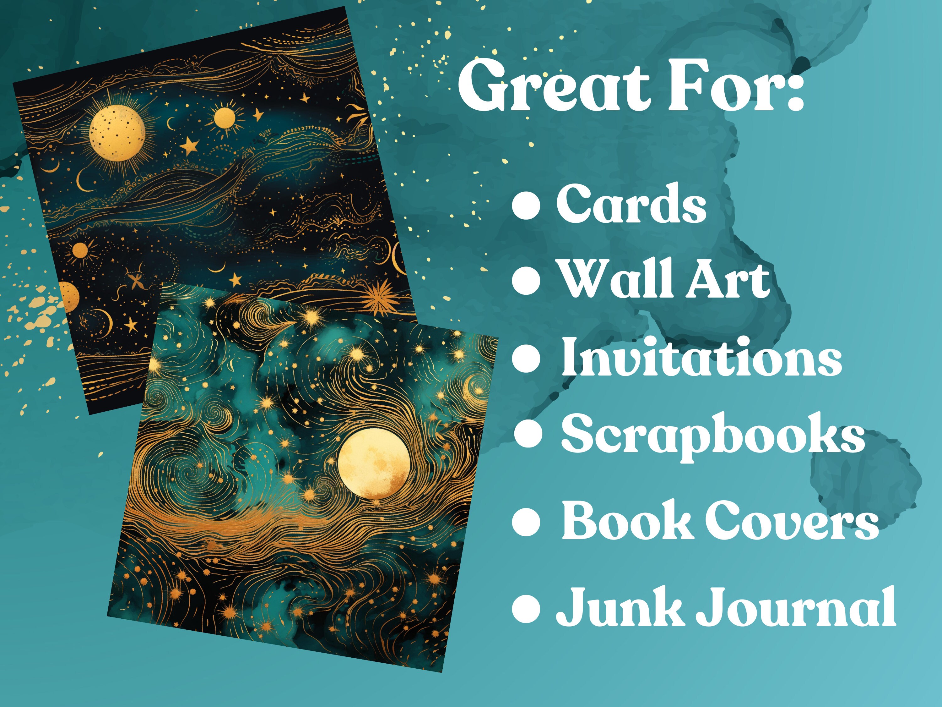 Vintage Celestial Digital Paper, Celestial Patterns, Night Stars Paper ...